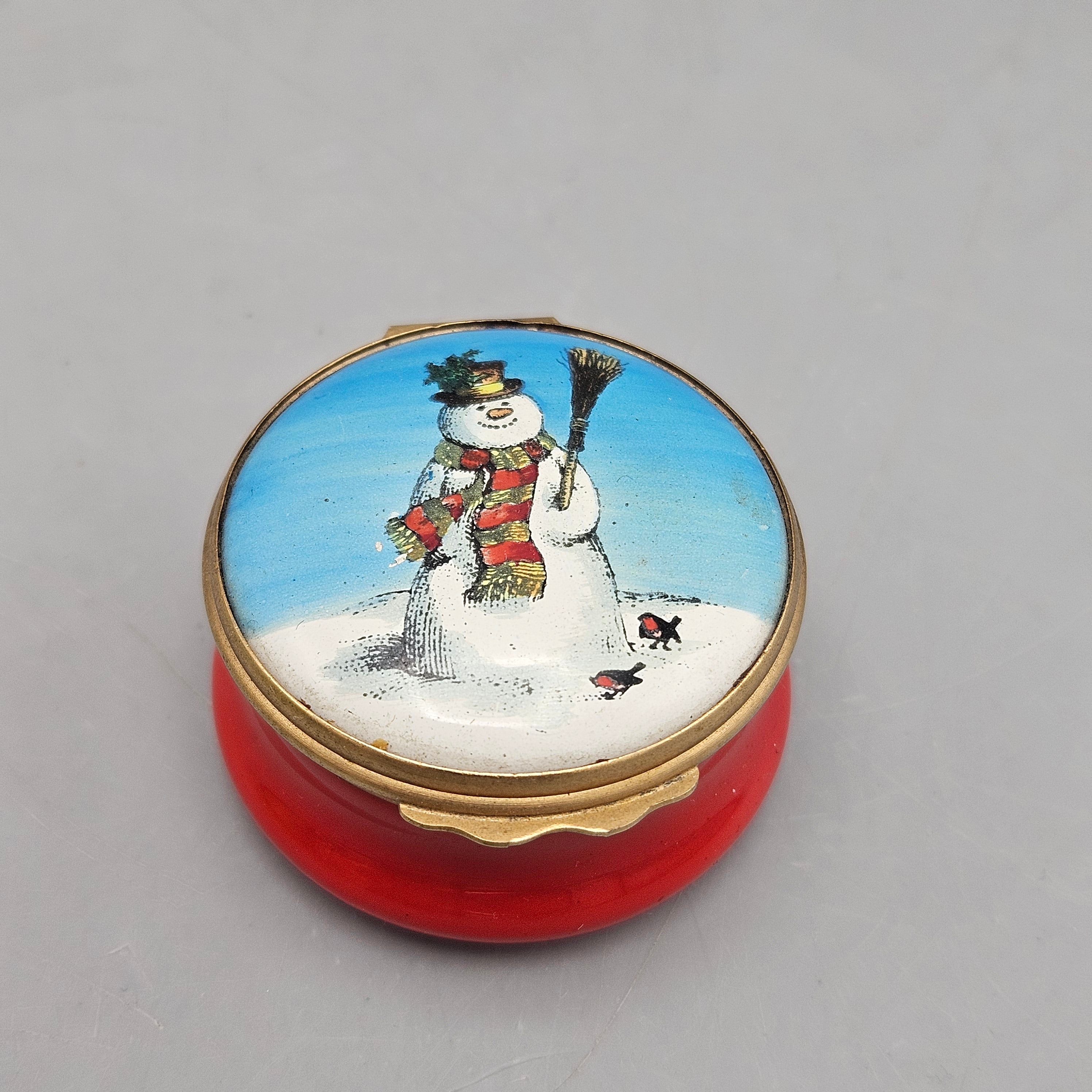 Snowman Battersea Enamel Trinket Box | Authenticated Estate Treasure at ...