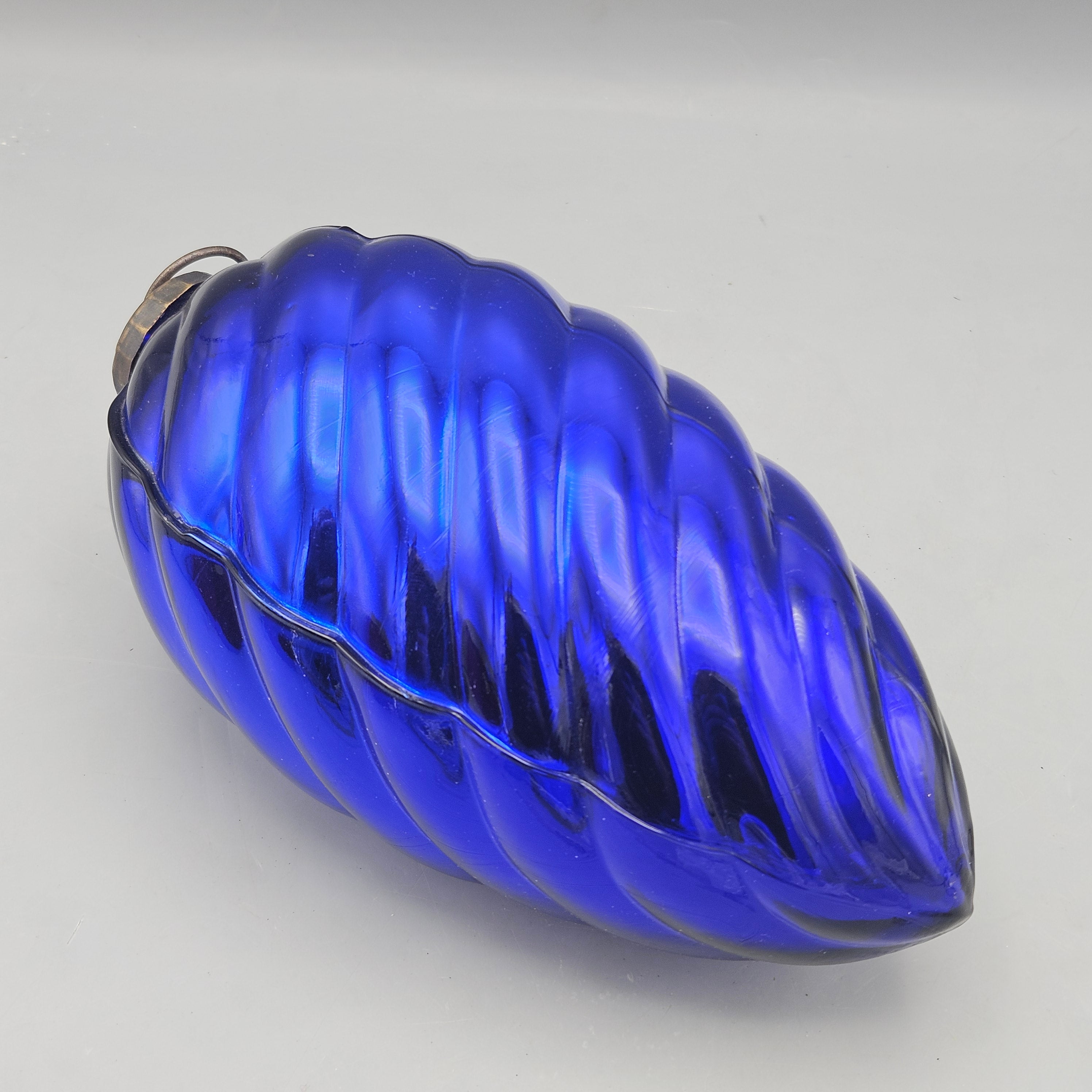 Vintage Cobalt Blue Kugel Art Blown Glass Swirl Pattern Christmas ...