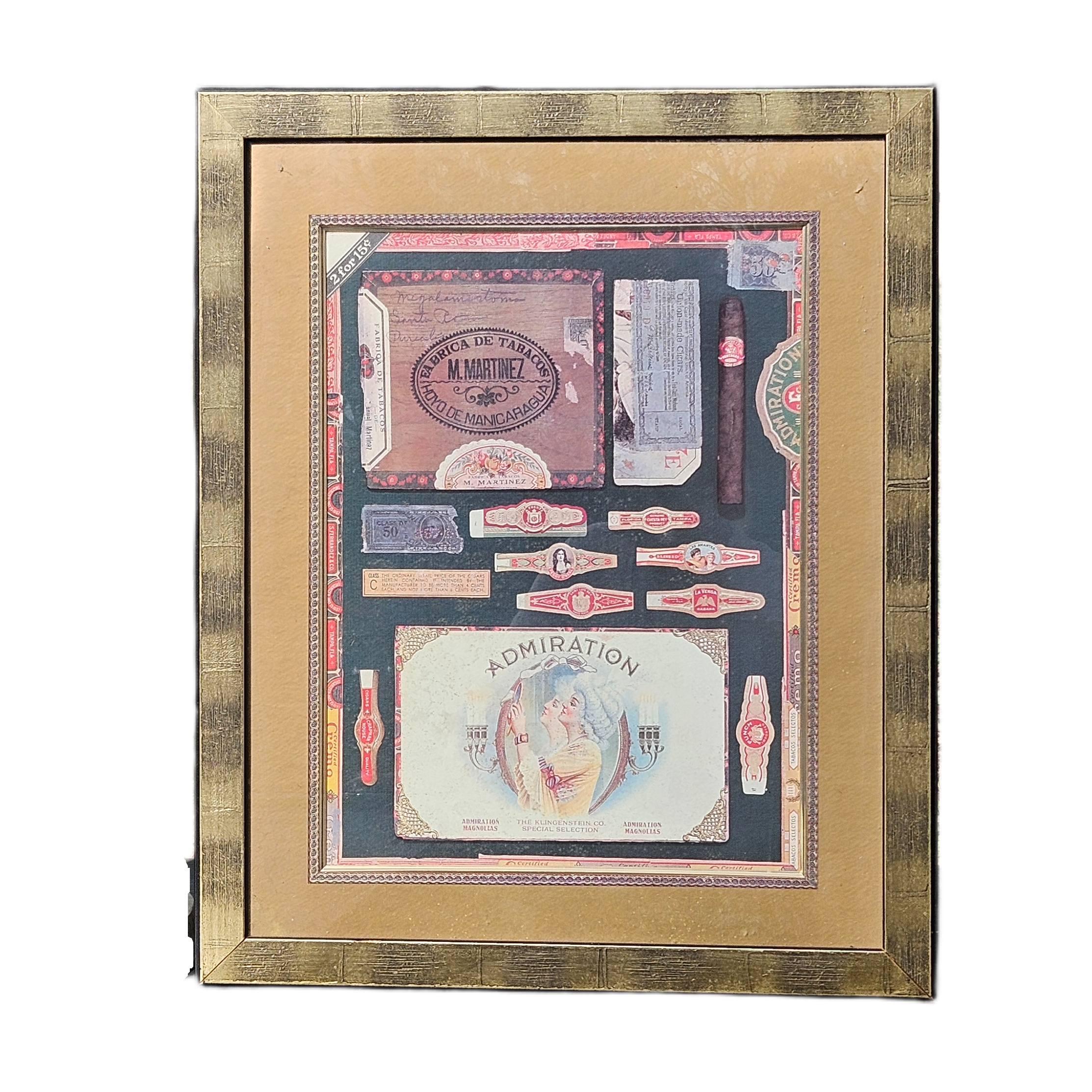Vintage Framed Robert Garner "Aficionado I" Cigar Label Print