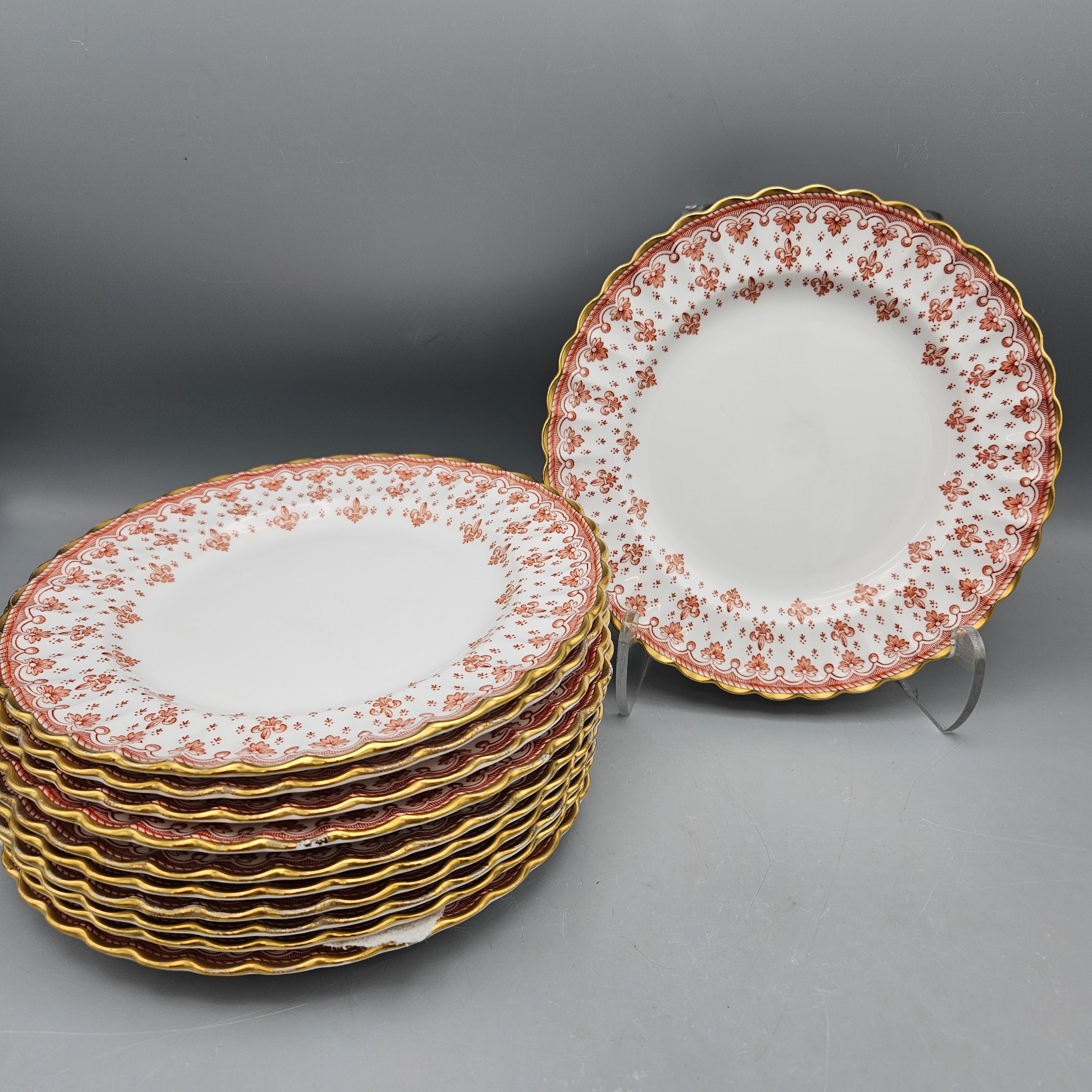 Set of 11 Spode Fleur de Lys Red Plates | Authenticated Estate Treasure ...